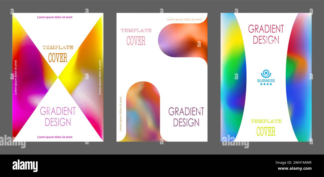 A set of backgrounds with a colorful gradient. Layout for the cover ...