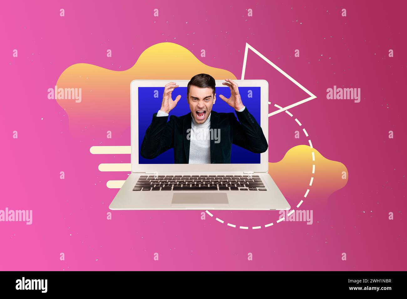 Creative collage picture poster young irritated businessman ...