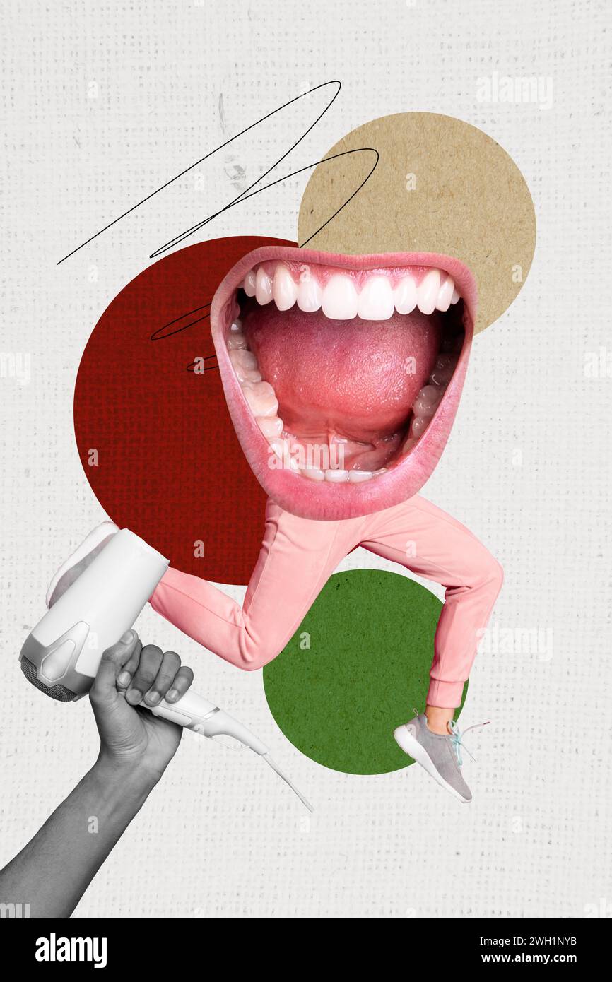 Vertical collage poster image running headless person scared afraid ...