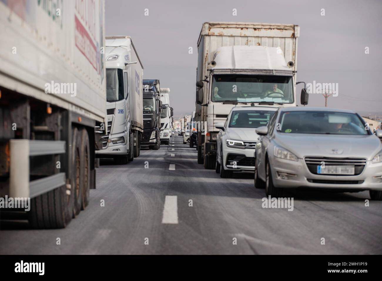 Traffic jam on the E-5 highway, at kilometer 94 as a result of the ...