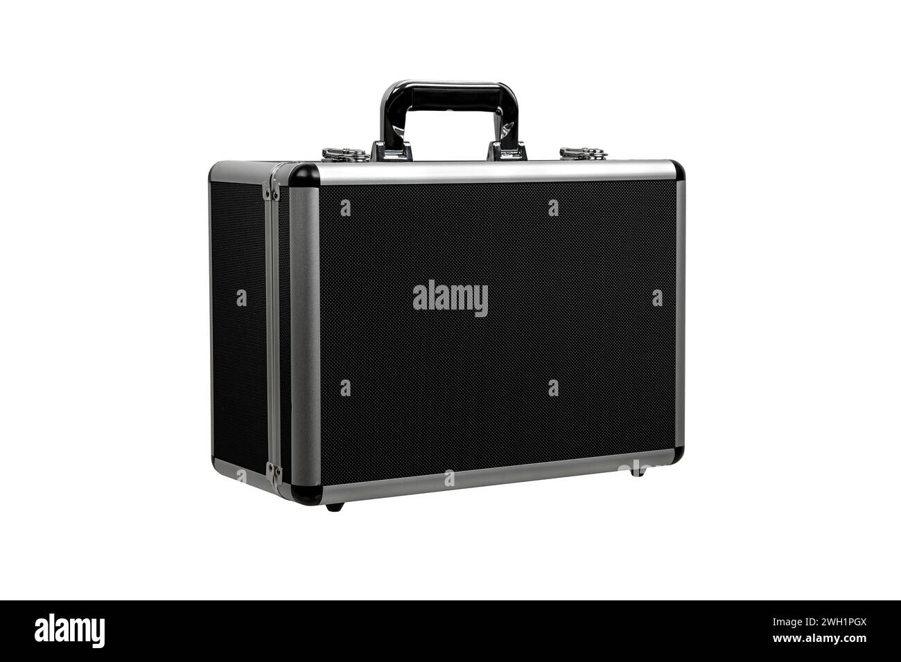Black padded aluminum briefcase case with metal corners. Case with foam ...