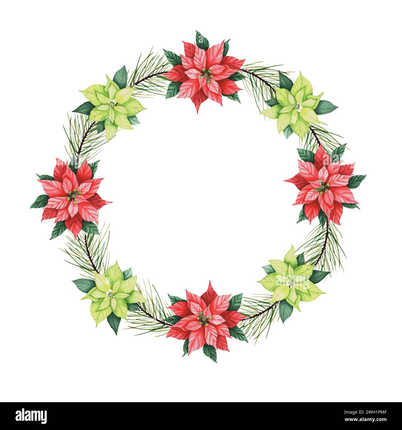 Watercolor christmas wreath hand Cut Out Stock Images & Pictures - Alamy