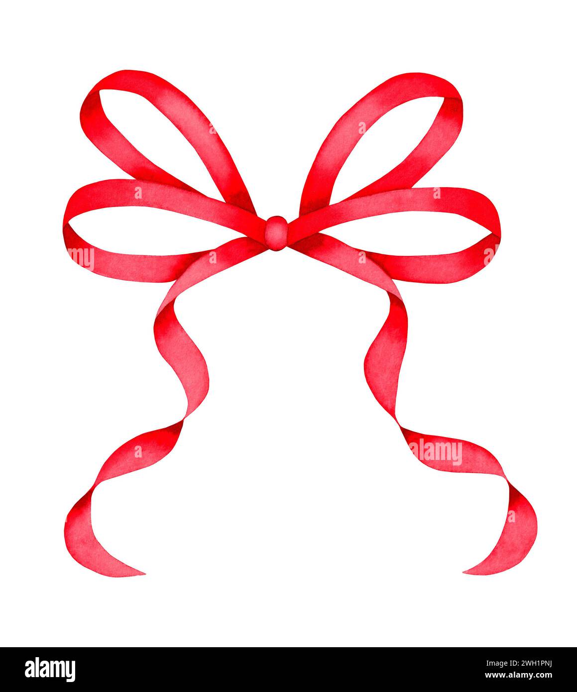 Watercolor Red Bow isolated on white background. Hand drawn ...