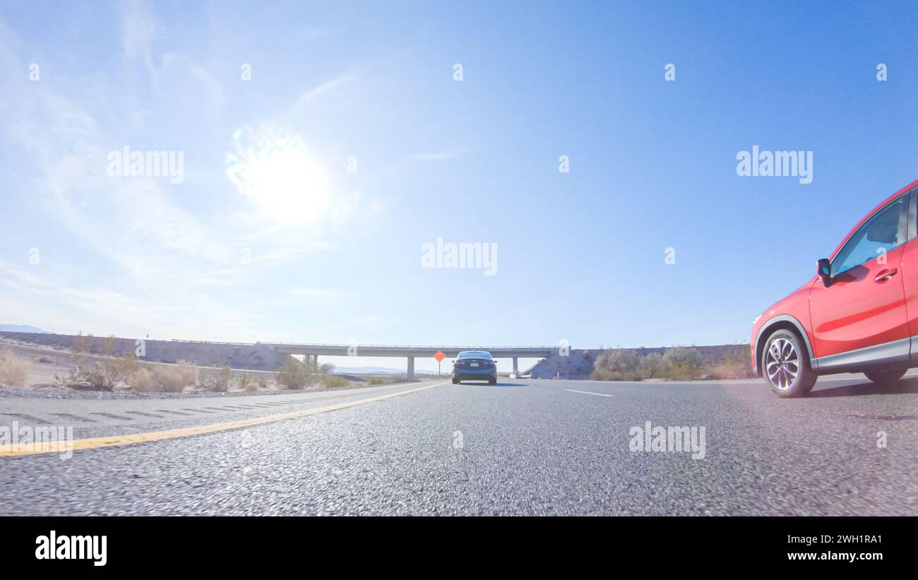 Daytime Road Trip: Nevada to California on HWY 15 Stock Photo - Alamy