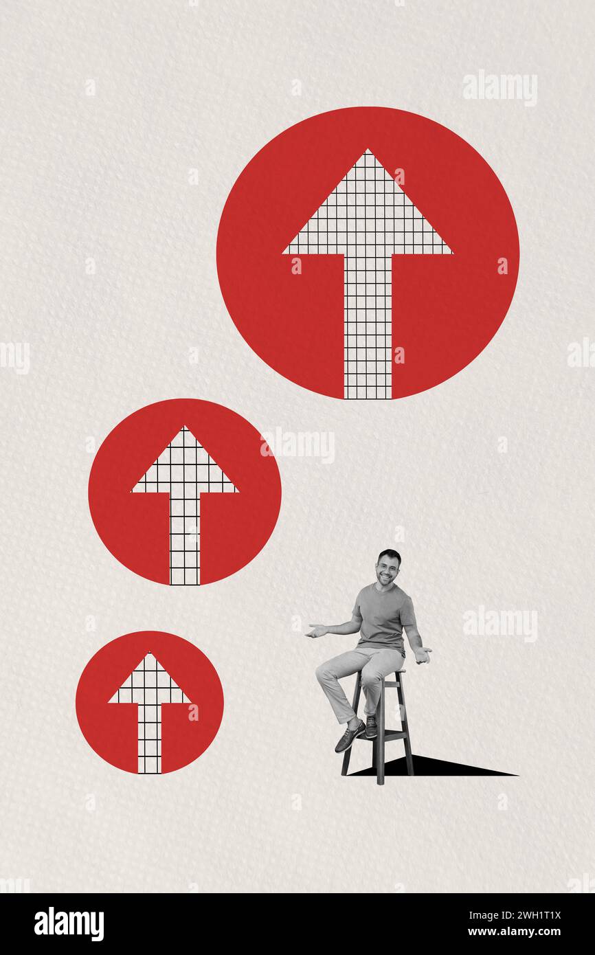 3d retro abstract creative artwork template collage of manager arrow ...