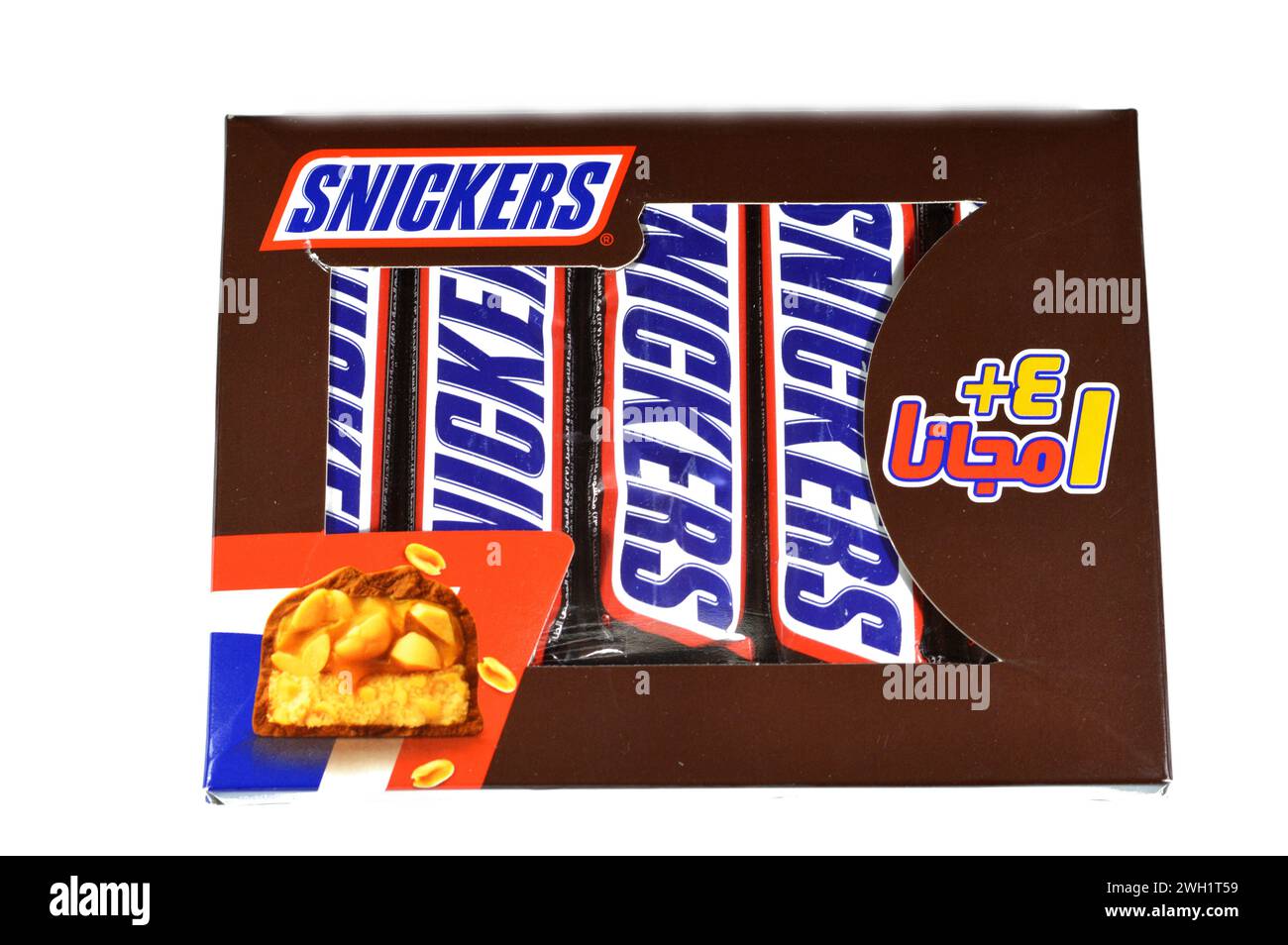 Cairo, Egypt, February 4 2024: Snickers, a brand of chocolate bar ...