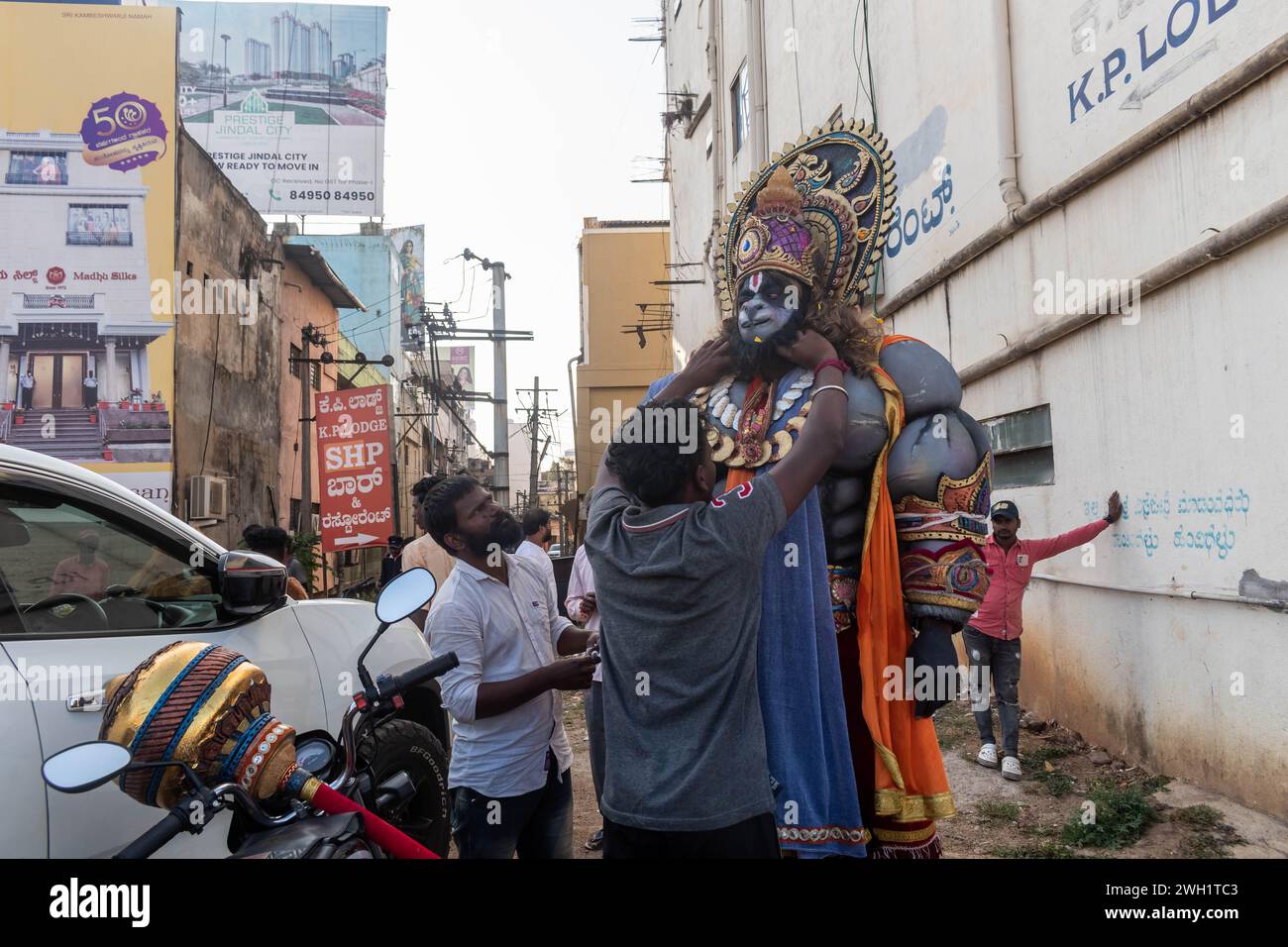 Hassan, Karnataka, India - January 10 2023: A man dressed as the Hindu ...
