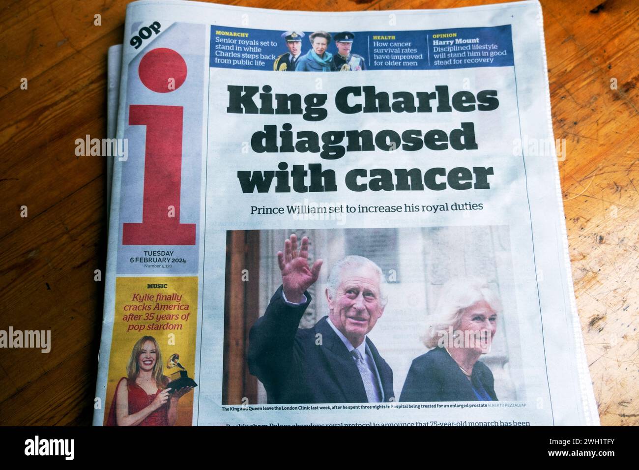 'King Charles diagnosed with cancer' i newspaper headline front page ...