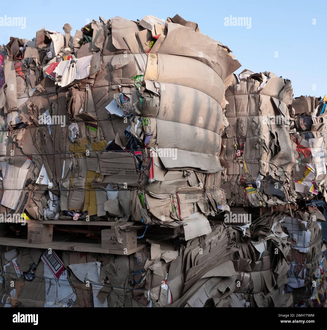 Bundled industrial packaging waste awaiting collection Stock Photo - Alamy