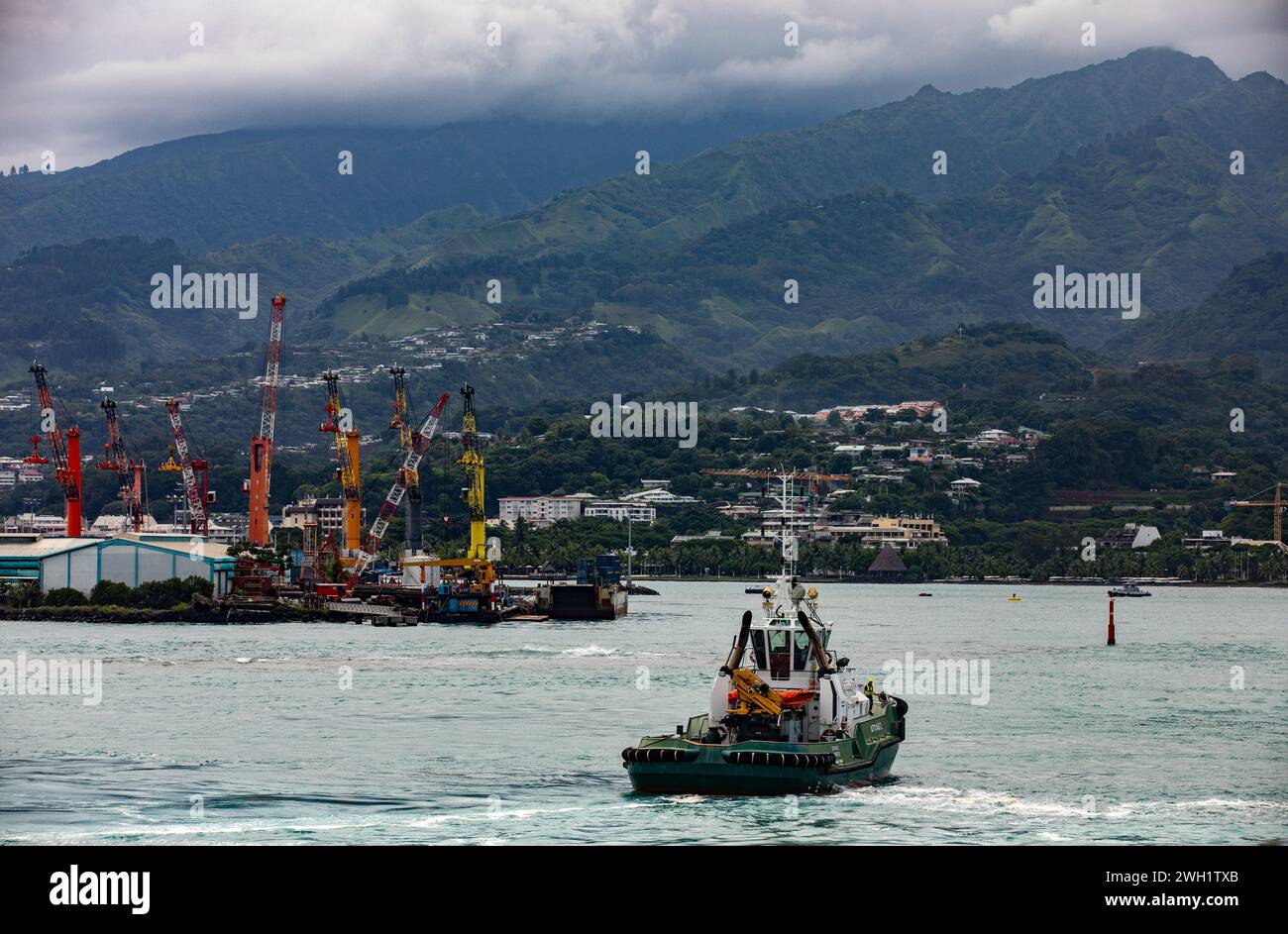 Papeete Port on Tahiti, French Polynesia in the South Pacific Ocean ...