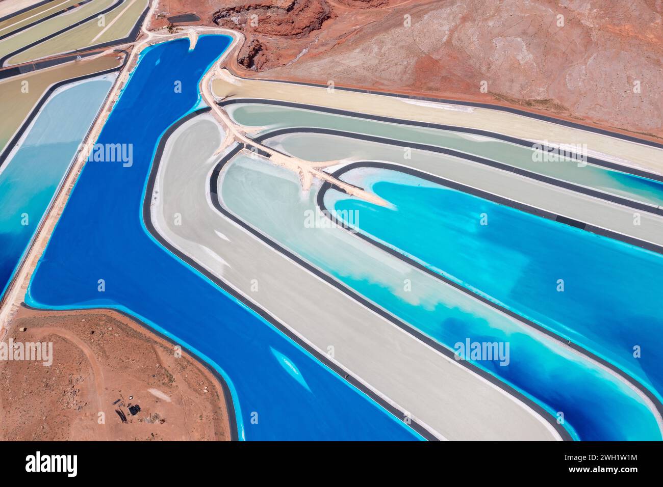 Aerial view of evaporation ponds at potash mine Stock Photo - Alamy