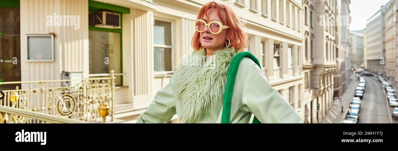 vacation in Vienna, woman in trendy casual attire and sunglasses ...