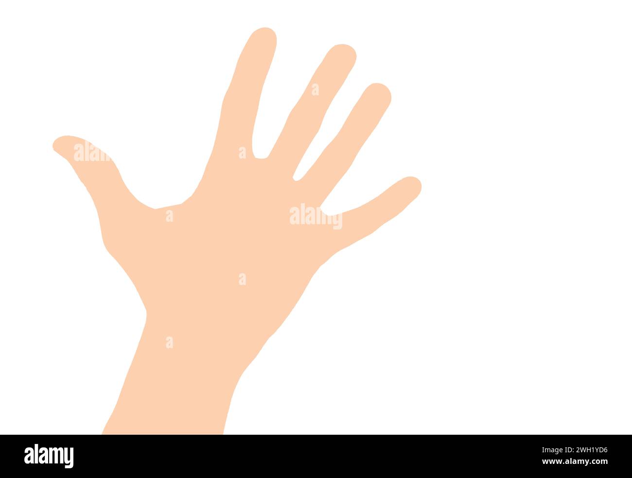 Silhouette of a brown human hand isolated on white background. Waving ...