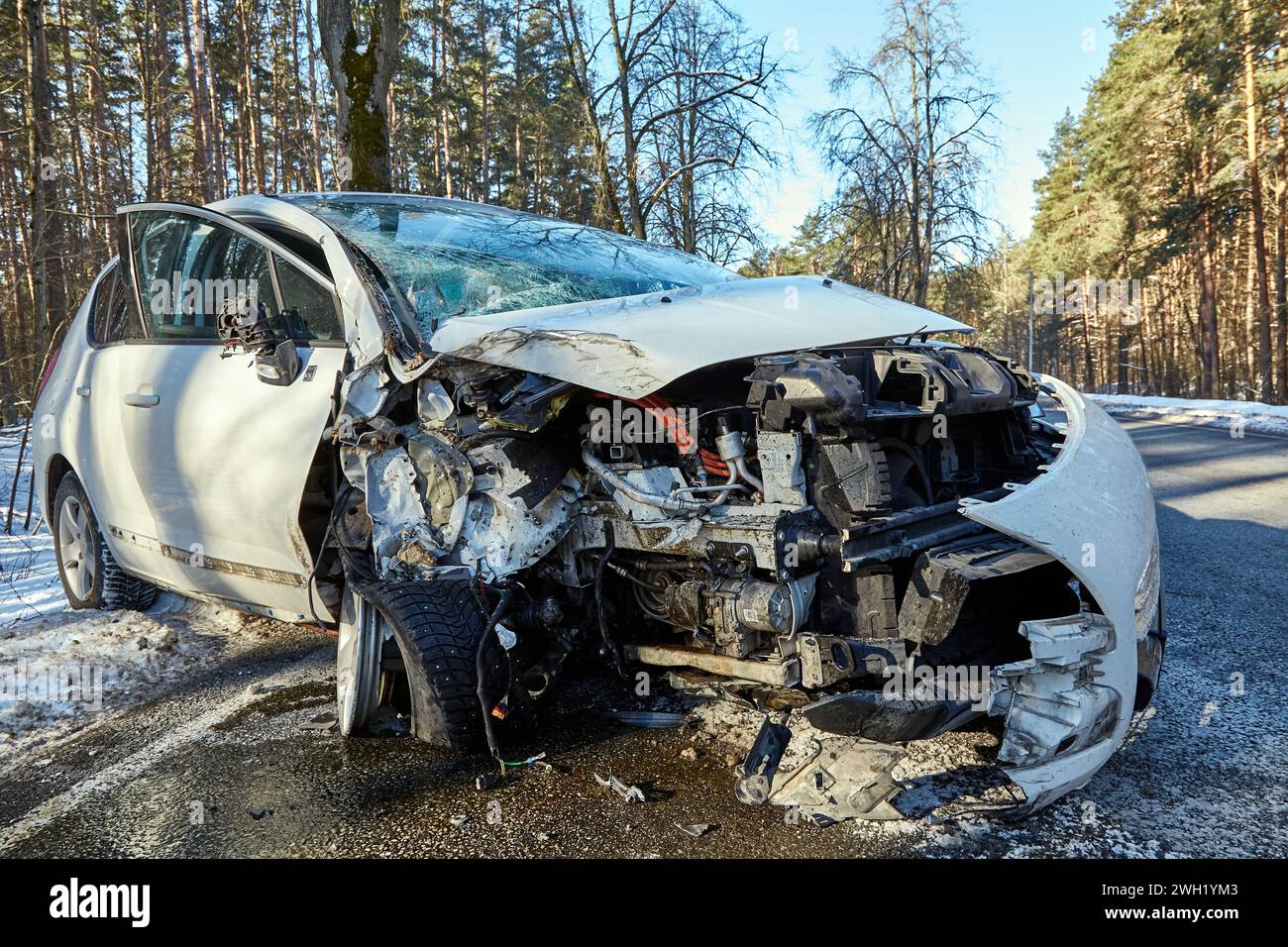 MArch 23, 2023, Riga, Latvia: car after accident on a road because of ...