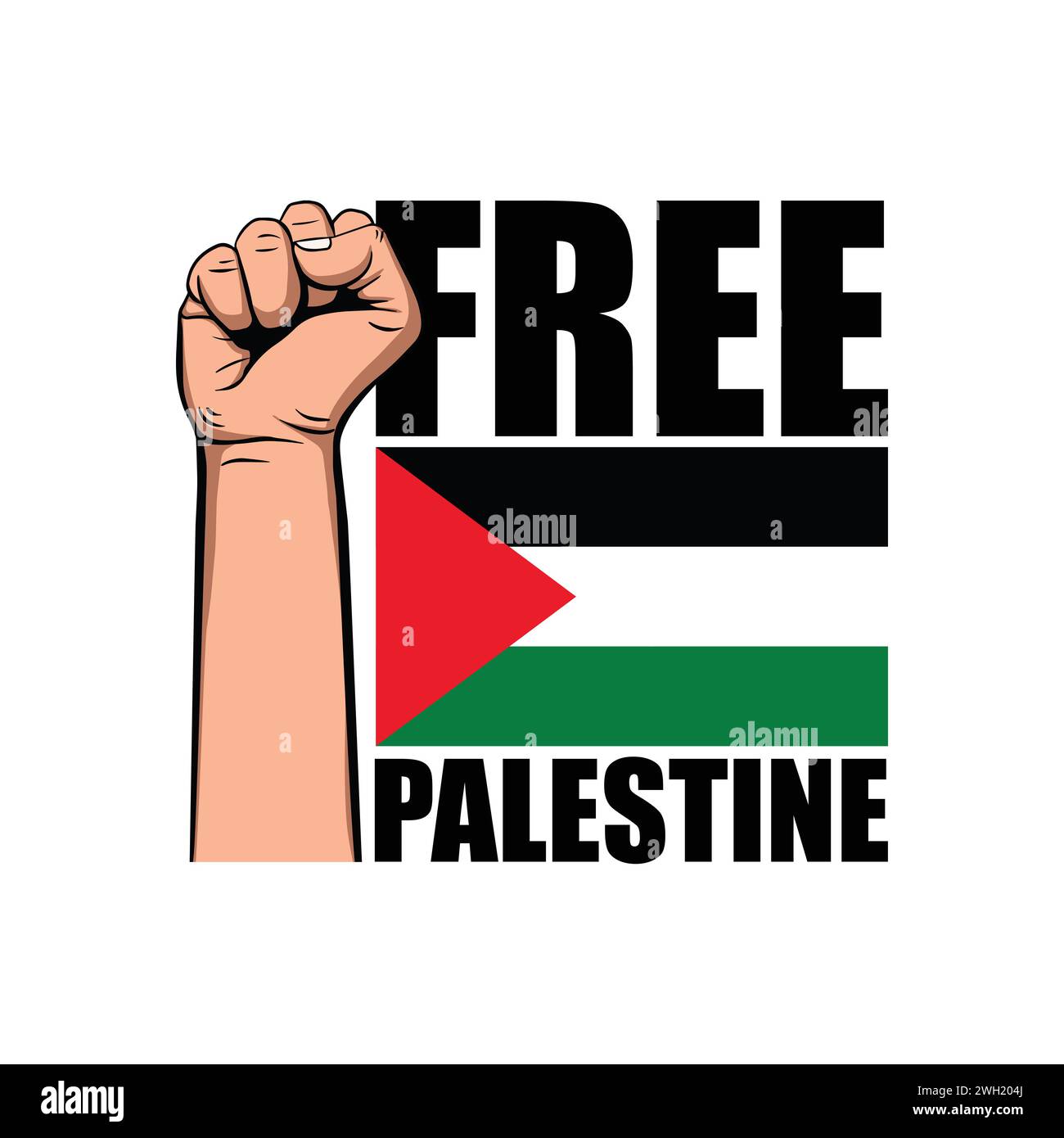 Free Palestine poster design with Palestine flag and a vector hand ...