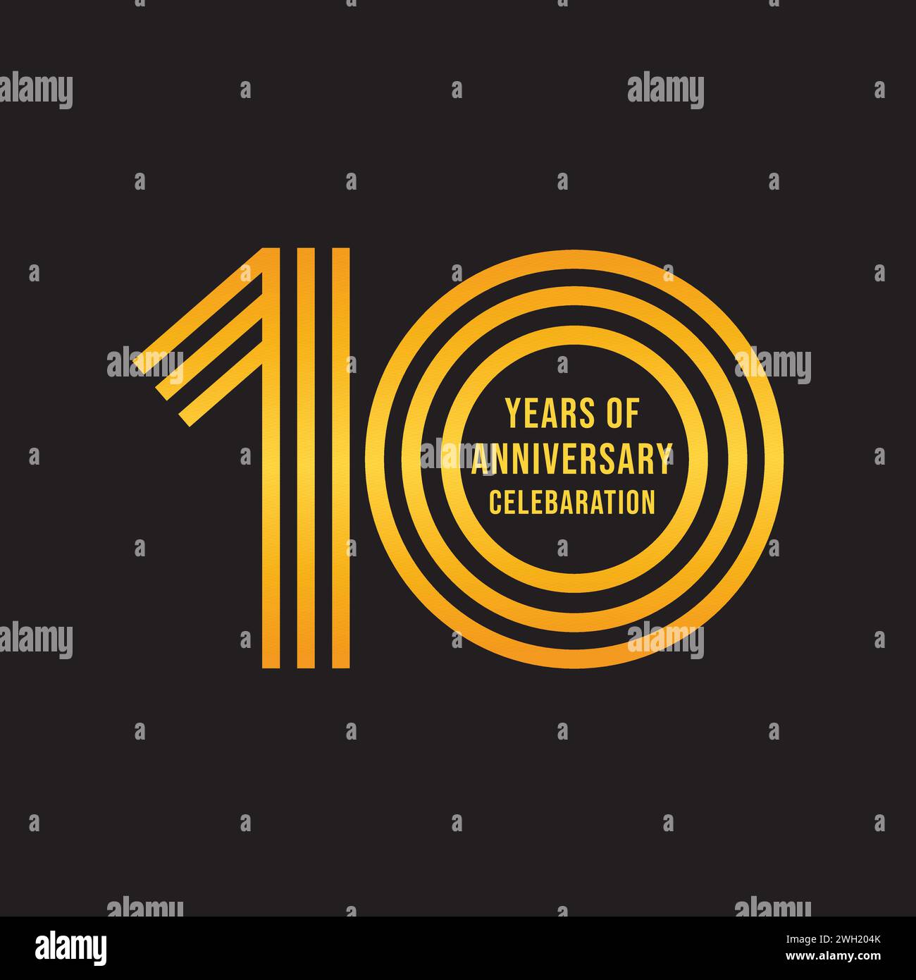 10 year anniversary gold color logo on black background. 10 years ...