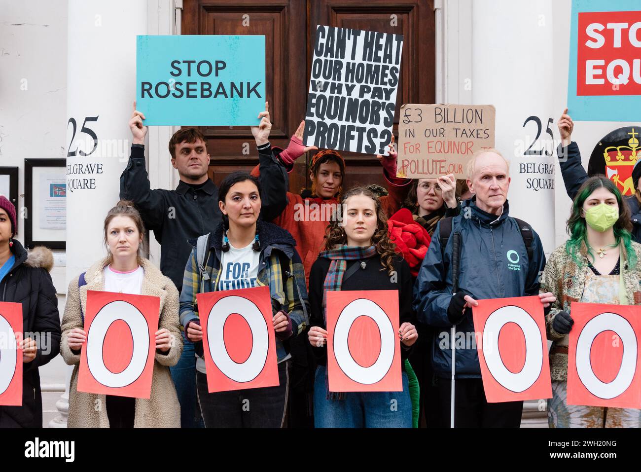 London, UK. 7 February 2024. Climate activists rally outside the ...