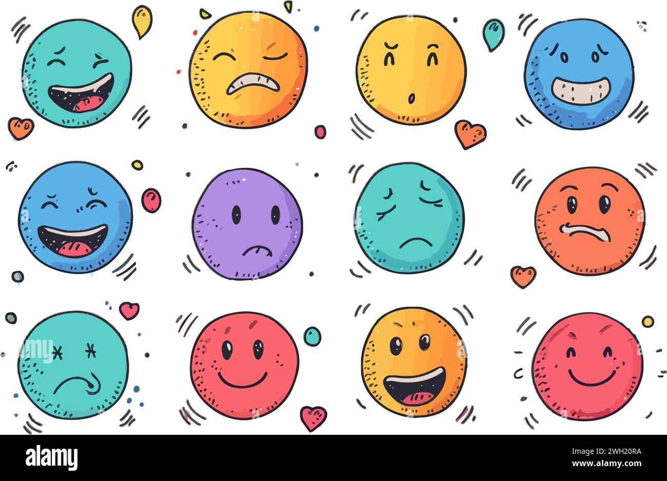 Set Of Emoticon Smile Icons Cartoon Emoji Set Vector Emoticon Set