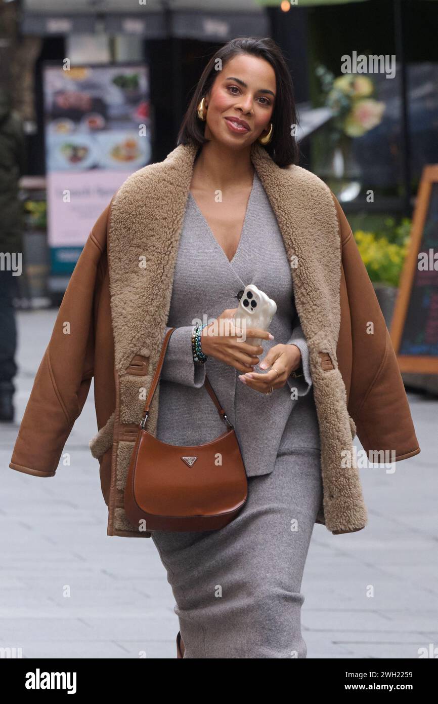 London, UK . 07/02/2024. Rochelle Humes pictured arriving at the Global ...