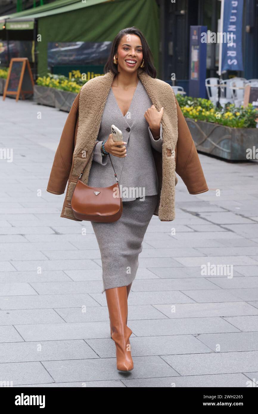 London, UK . 07/02/2024. Rochelle Humes pictured arriving at the Global ...