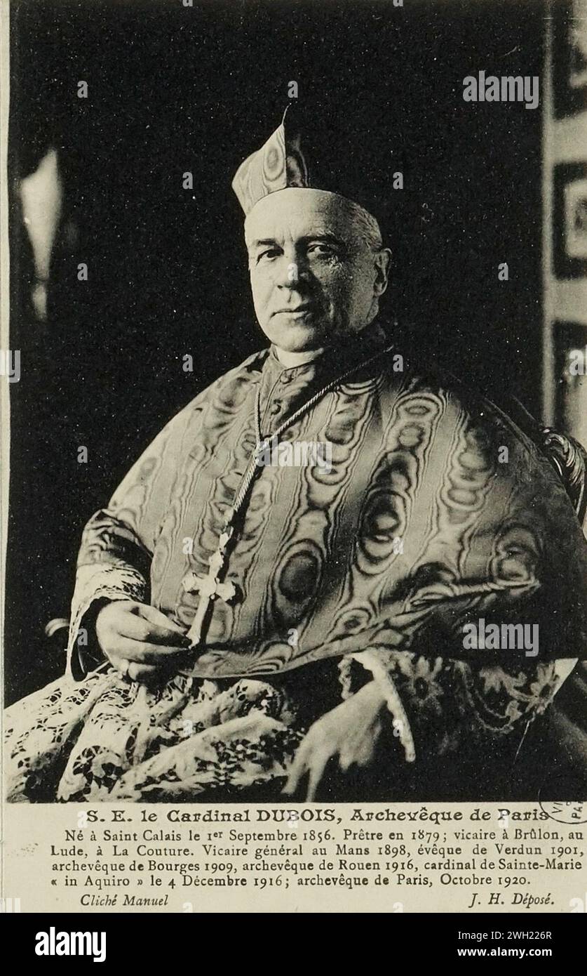 Picture Postcard of Cardinal Dubois, Paris archbishop circa 1920s Stock ...