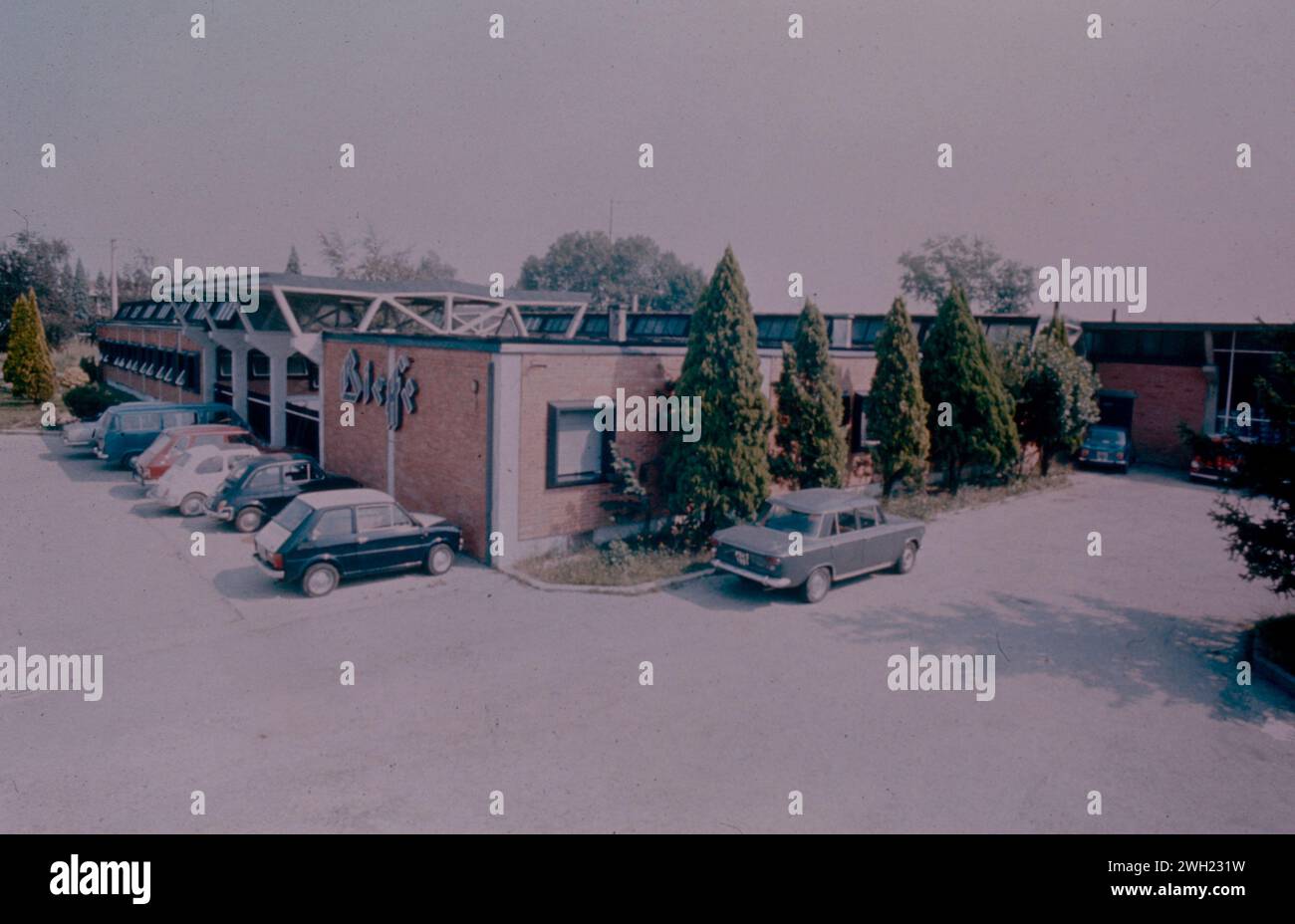 Outside view of Bieffe design steel furniture factory, Caselle, Italy ...