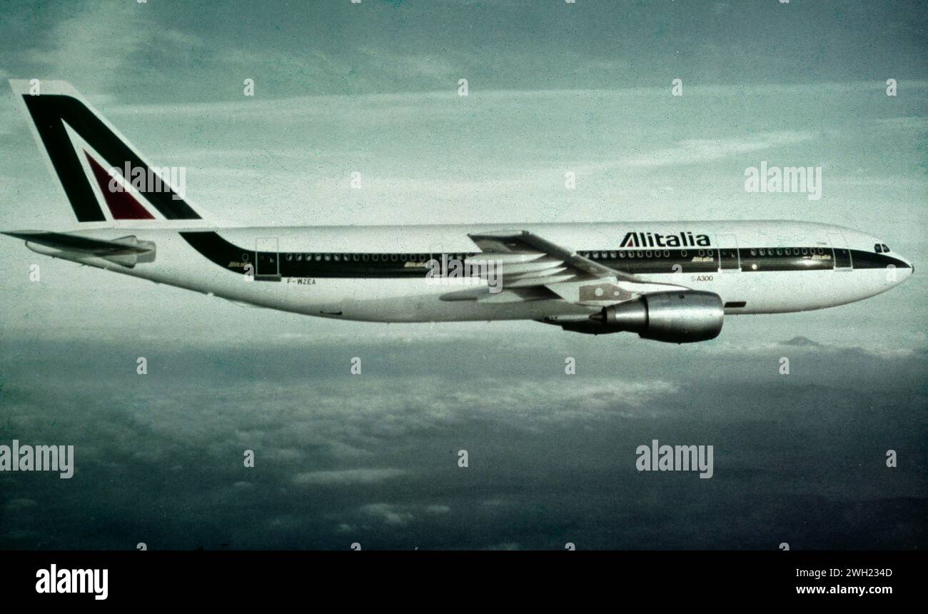 Twin-engine Jet airliner Airbus A300 B 4/200 of Alitalia national ...