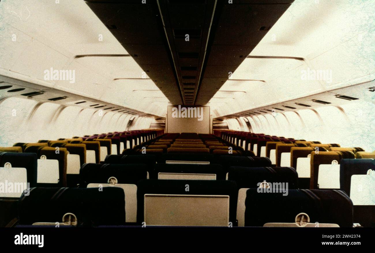 Interior of a jet airliner, Italy 1980s Stock Photo - Alamy