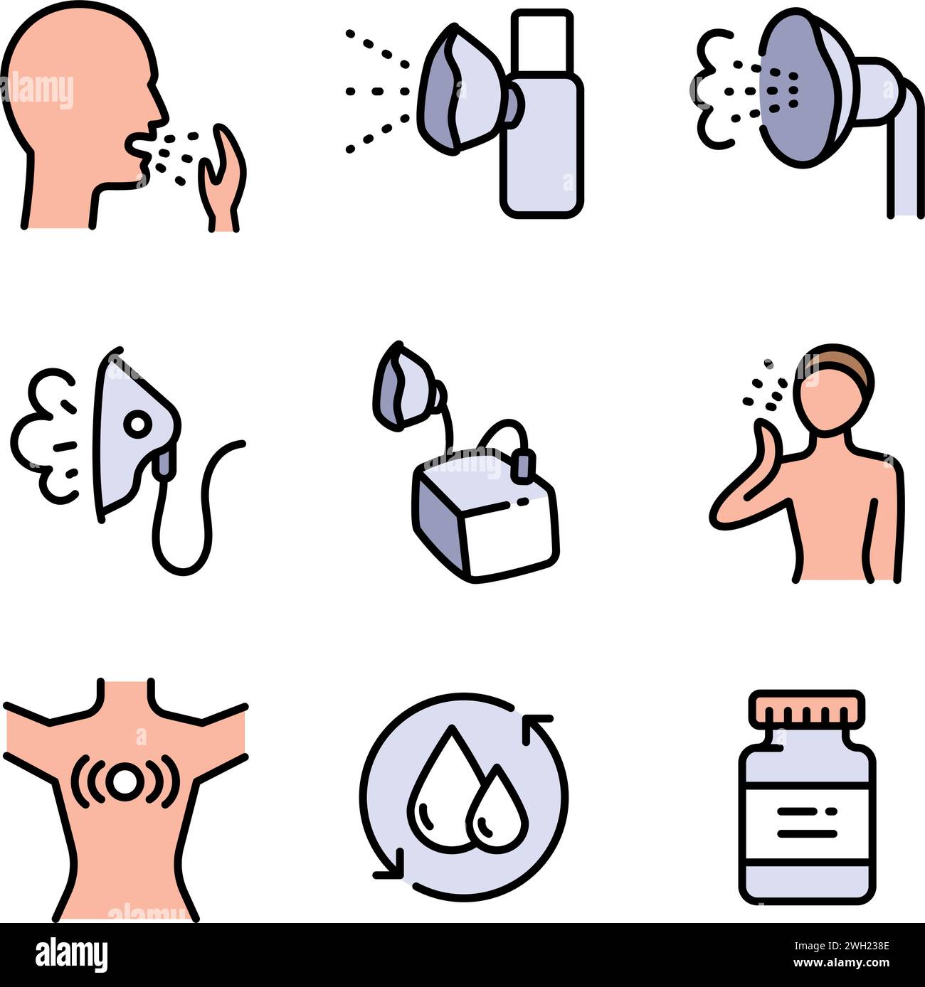 Vector set of nebulizers of different types. Vector illustration ...