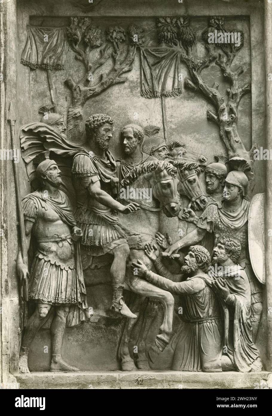 The Germans implore peace from Marcus Aurelius, ancient bas-relief ...