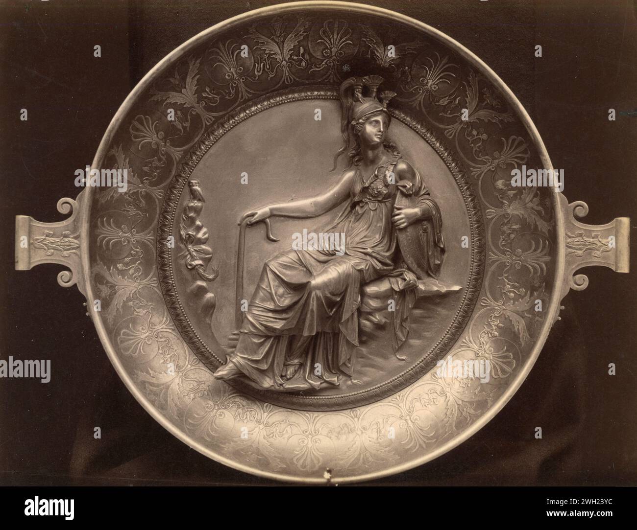 The Minerva Bowl, ancient Roman silver and gold plate from the Hildesheim's treasure, Germany ...