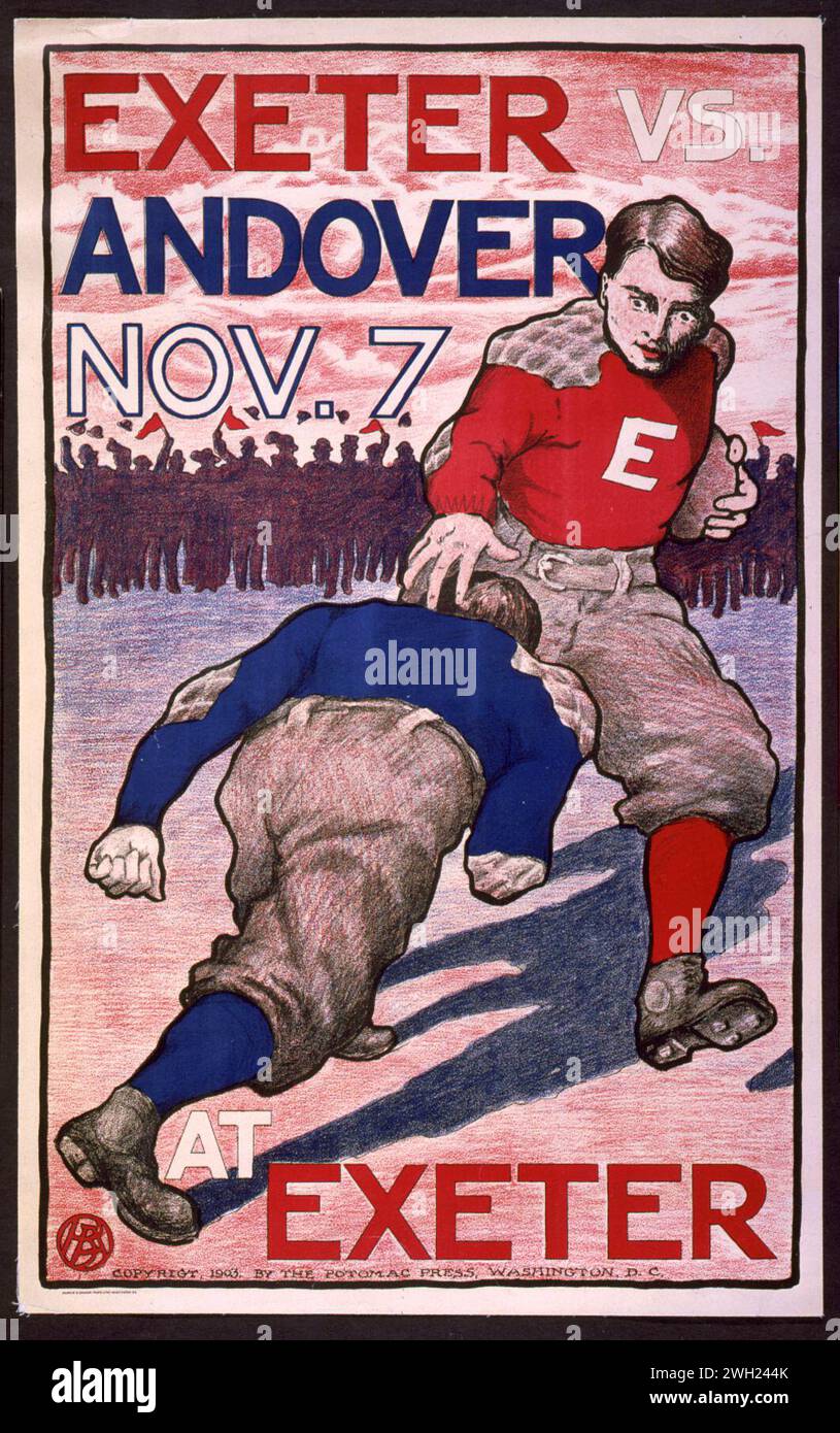 Vintage American Sport Poster advertising the Exeter - Andover American ...