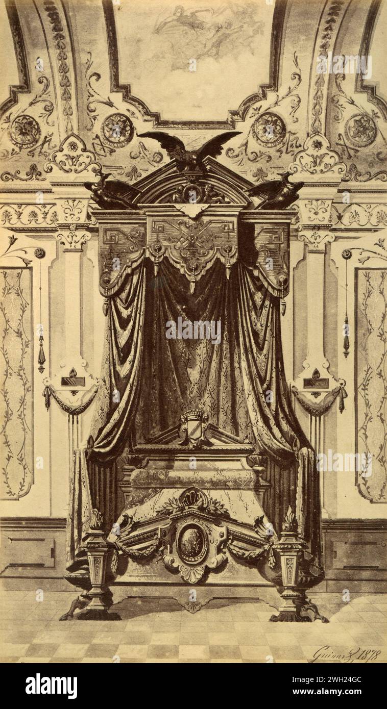 Neo-greek XVIII century Empire style bed, drawing by French artist ...