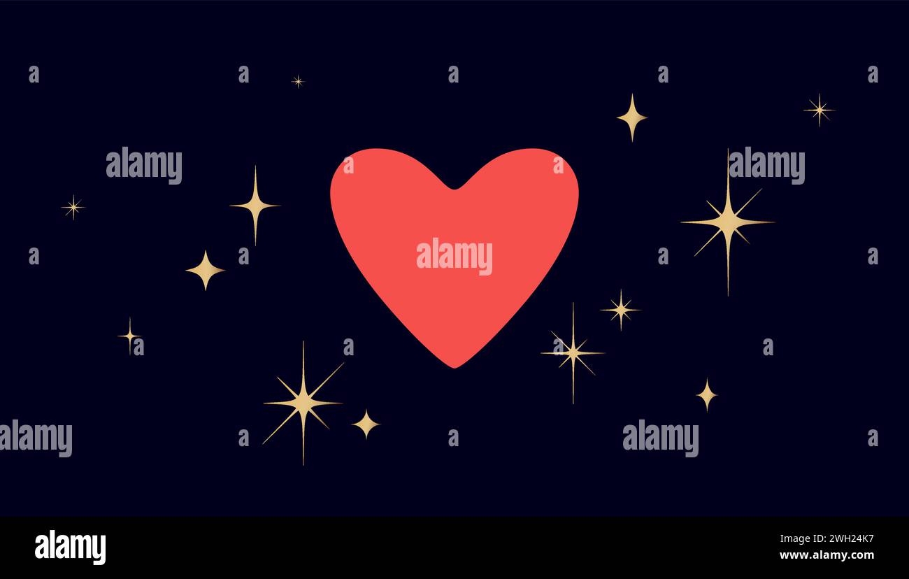Heart sign, Love symbol with stars. Heart icon love with star, black ...