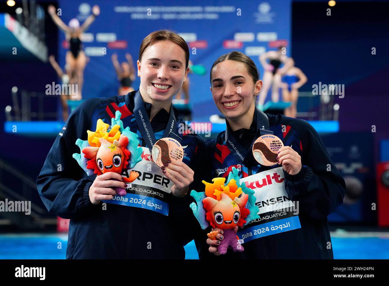 Scarlett Mew Jensen and Yasmin Harper of Great Britain pose after ...