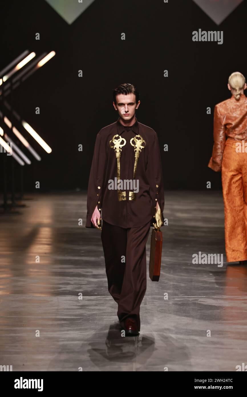 BERLIN, GERMANY - February 7th: A model walks the runway during the ...