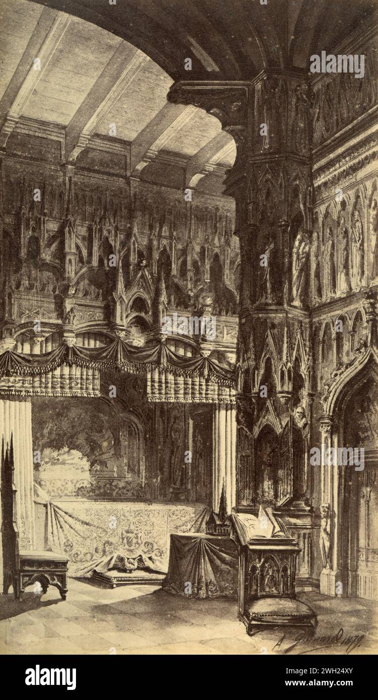 Late Gothic XIV century style oratory four poster bed so-called ...