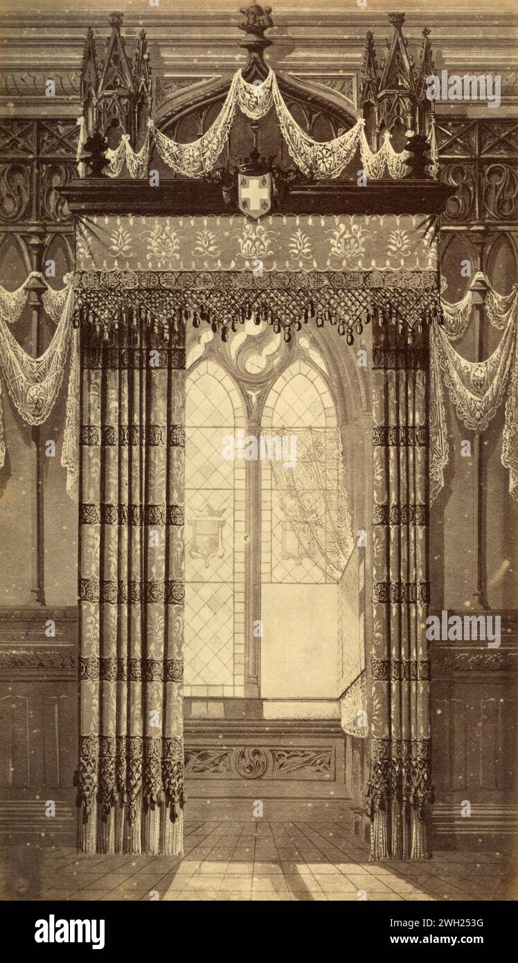 High Gothic XIV century style fishnet window, drawing by French artist ...