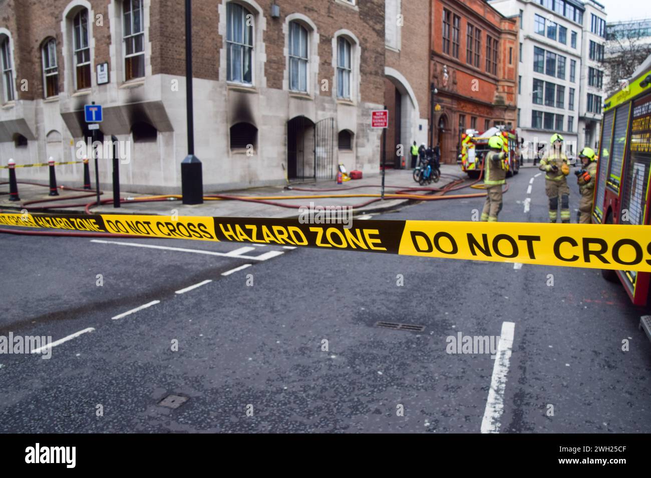 London, England, UK. 7th Feb, 2024. Firefighters on the scene after a ...