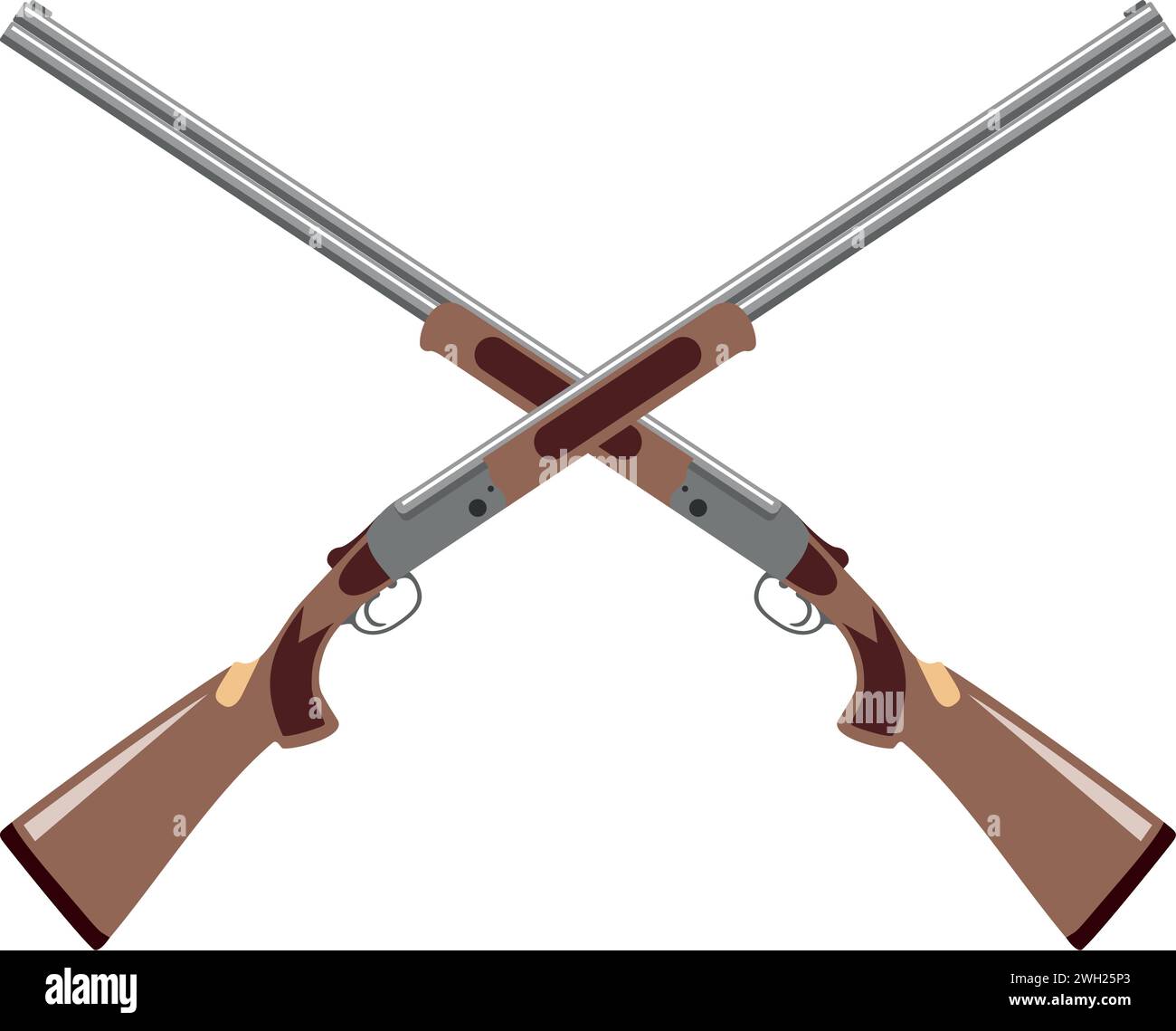 Crossed Hunting Rifles Isolated Icon in Flat Style Stock Vector Image ...