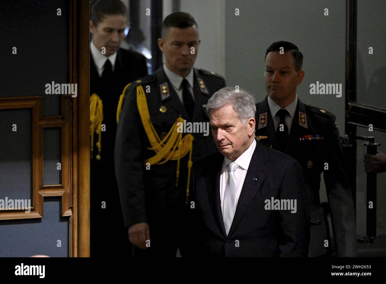 Finnish President Sauli Niinisto arrives to the state opening of ...