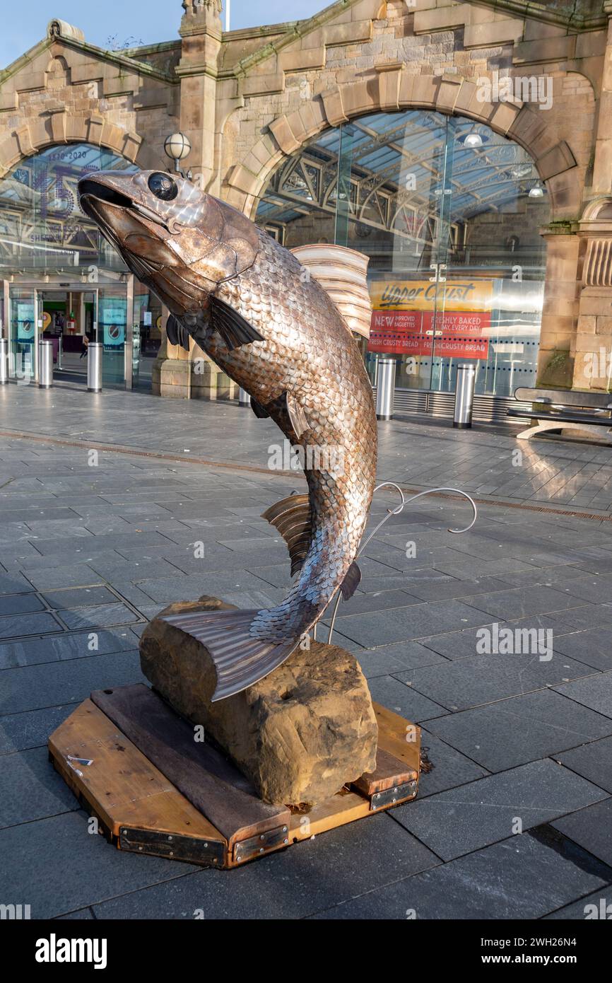 Yorkshire, UK – 27 Dec 2020: Salmon of Steel sculpture by Jason ...