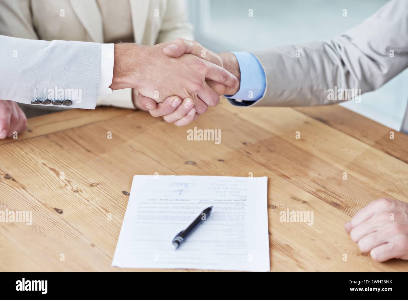 Handshake, business people and contract, onboarding with human ...
