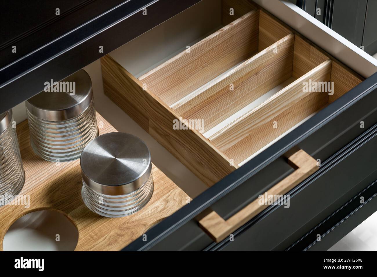 Wood kitchen drawer organizer, utensil holder for kitchen tools or ...