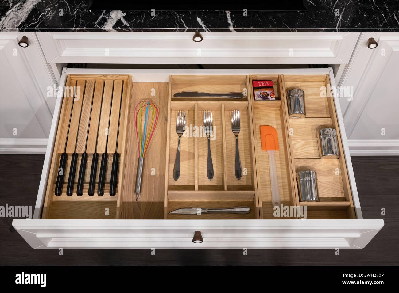Kitchen drawer open details hi-res stock photography and images - Alamy