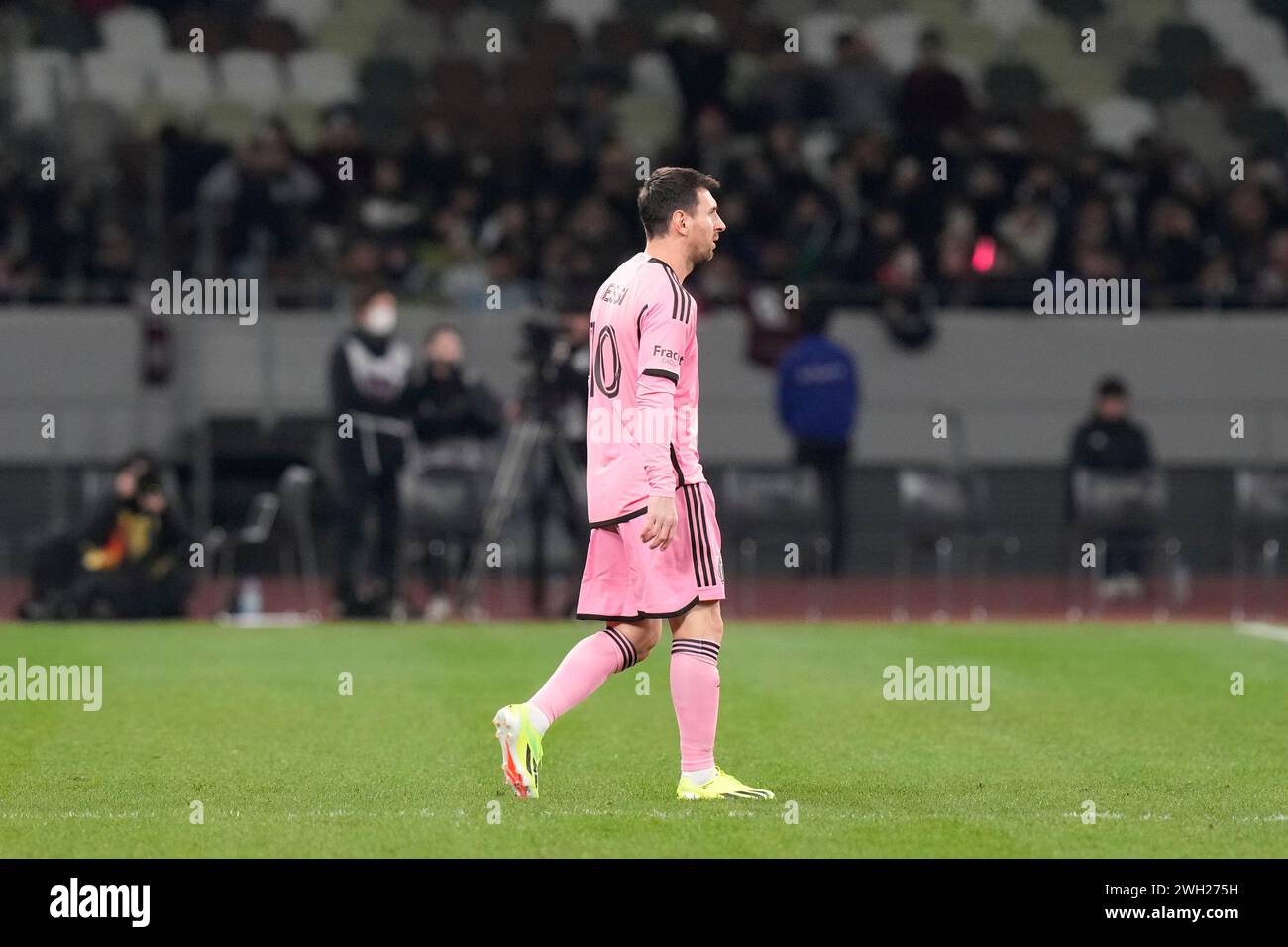 Inter Miami's Lionel Messi walks on the pitch during the friendly ...