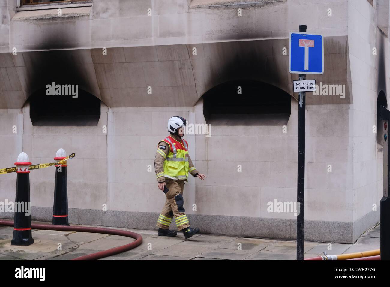 Old Bailey, London, UK. 7th Feb 2024. Fire crews at an electrical ...