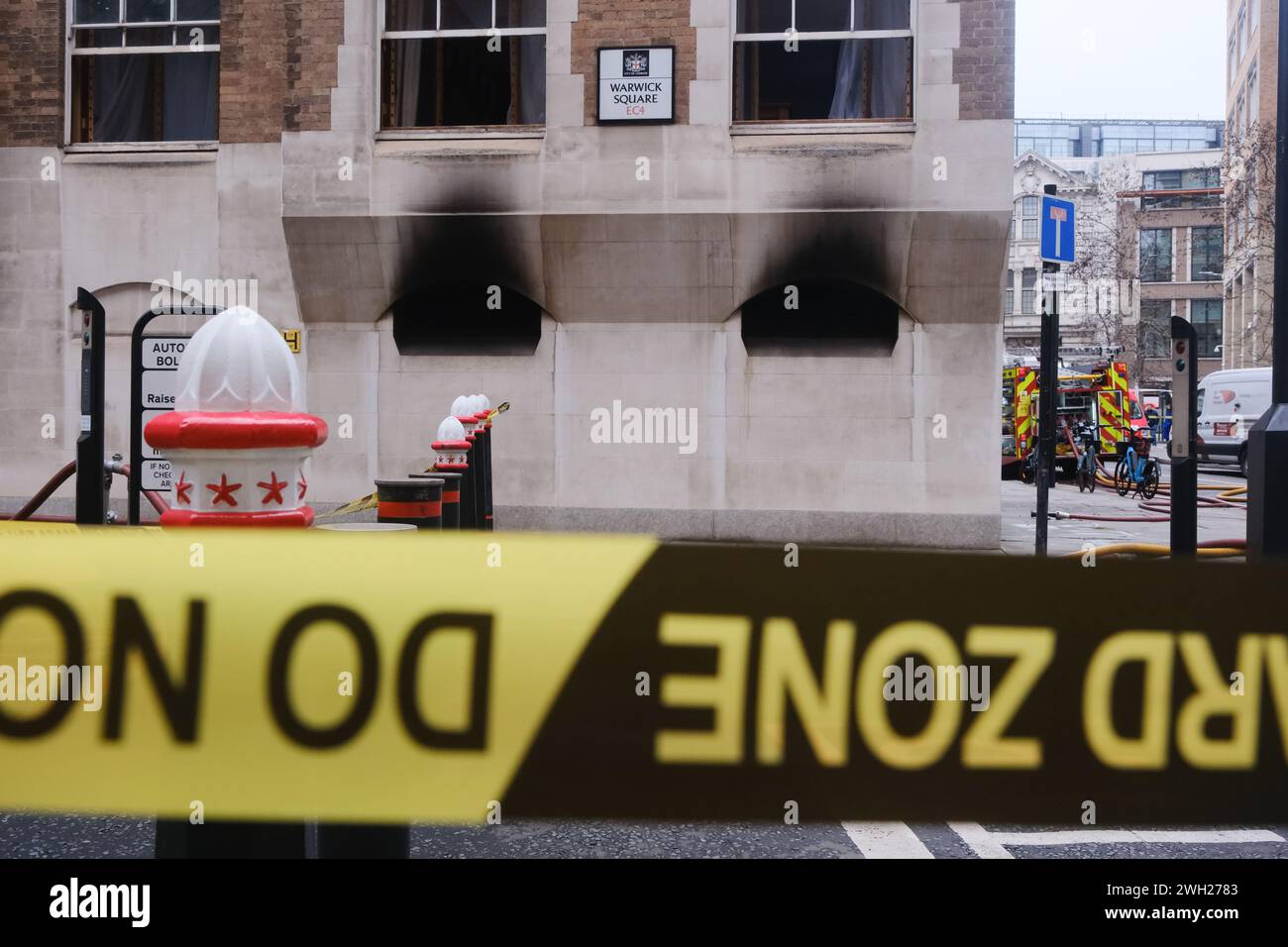 Old Bailey, London, UK. 7th Feb 2024. Fire crews at an electrical ...