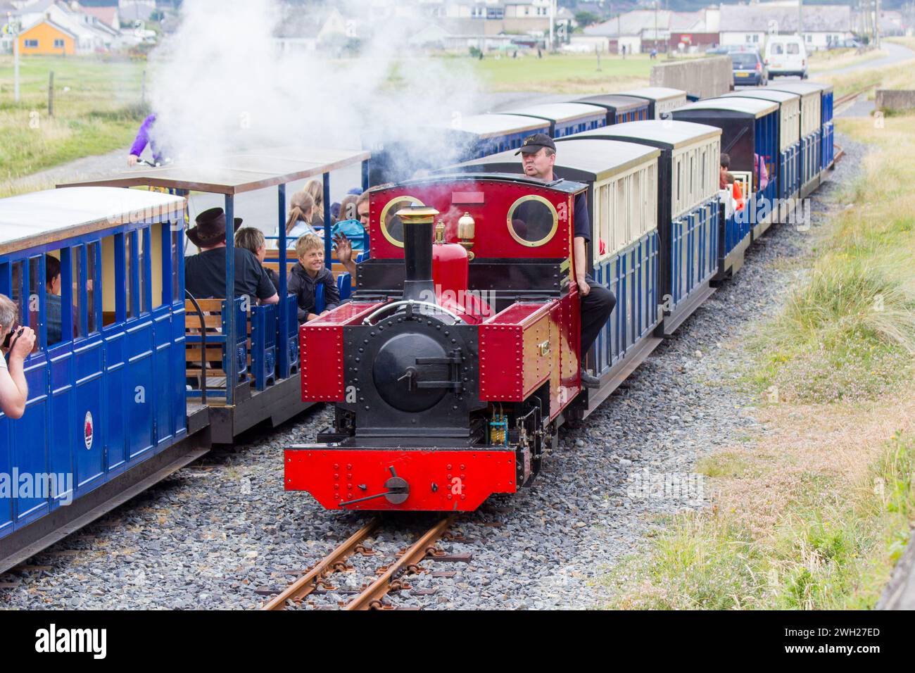 The Fairbourne Railway between Fairbourne and Penrhyn Point Stock Photo ...