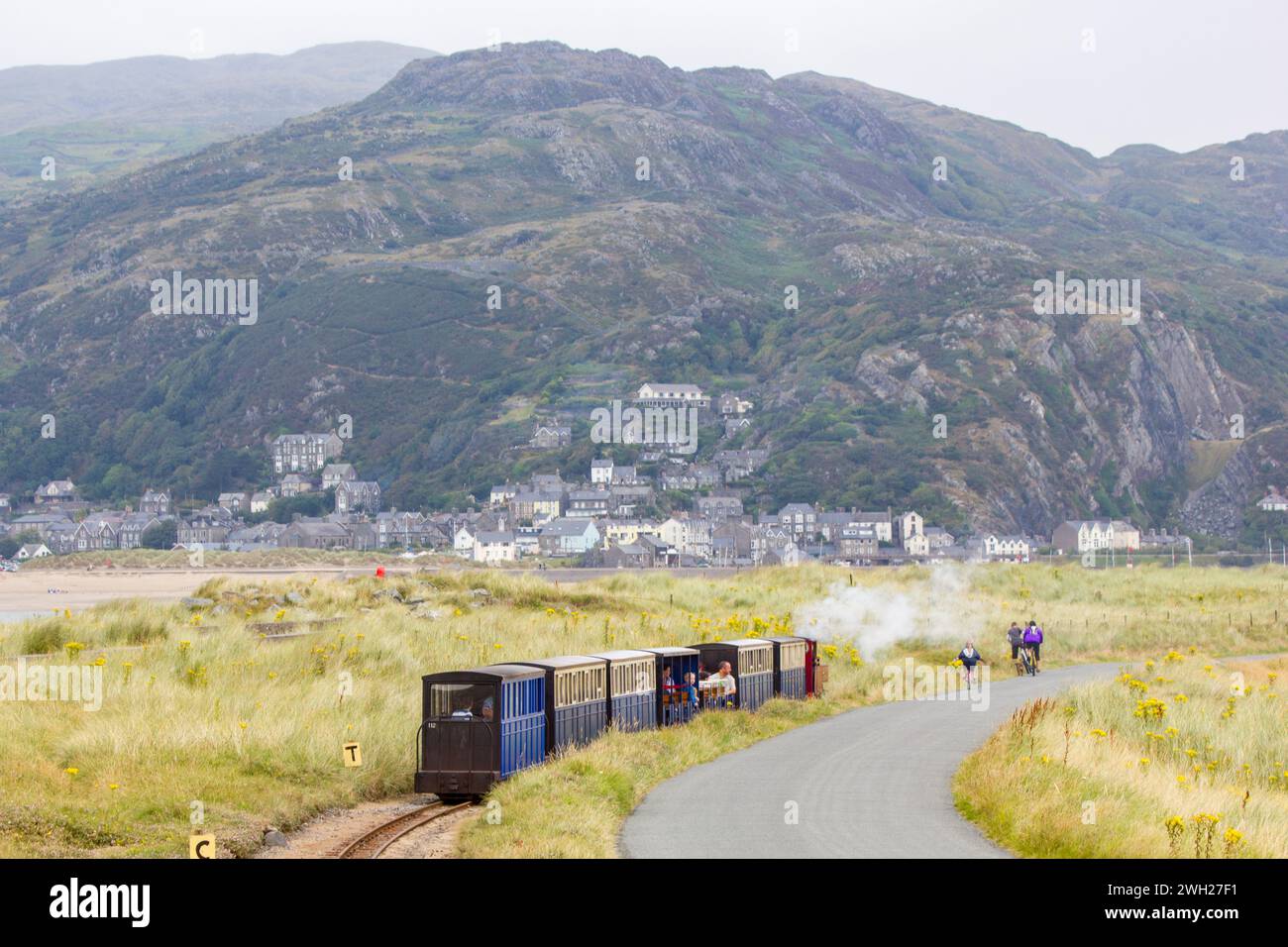 The Fairbourne Railway between Fairbourne and Penrhyn Point Stock Photo ...